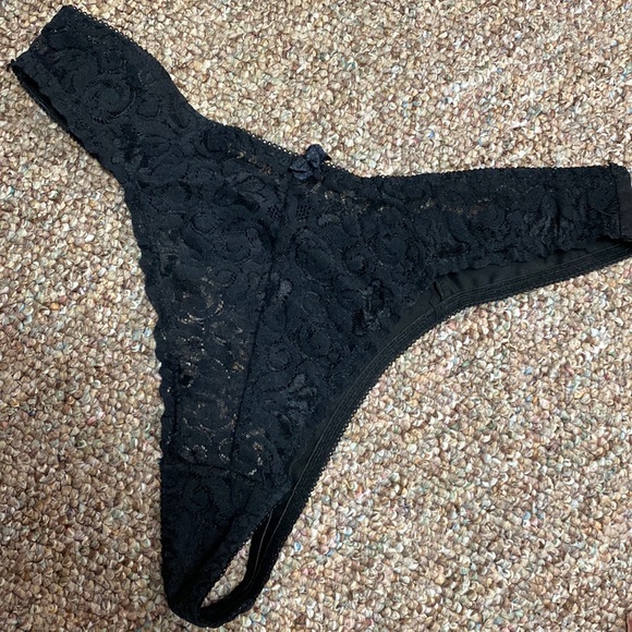 unknown | Intimates & Sleepwear | 2 Tagless Black Lace Thongs Large ...